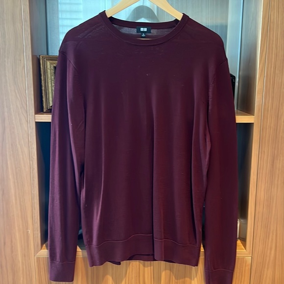 Uniqlo | Sweaters | Mens Uniqlo Burgundry Red Knitwear Crewneck Sweater ...